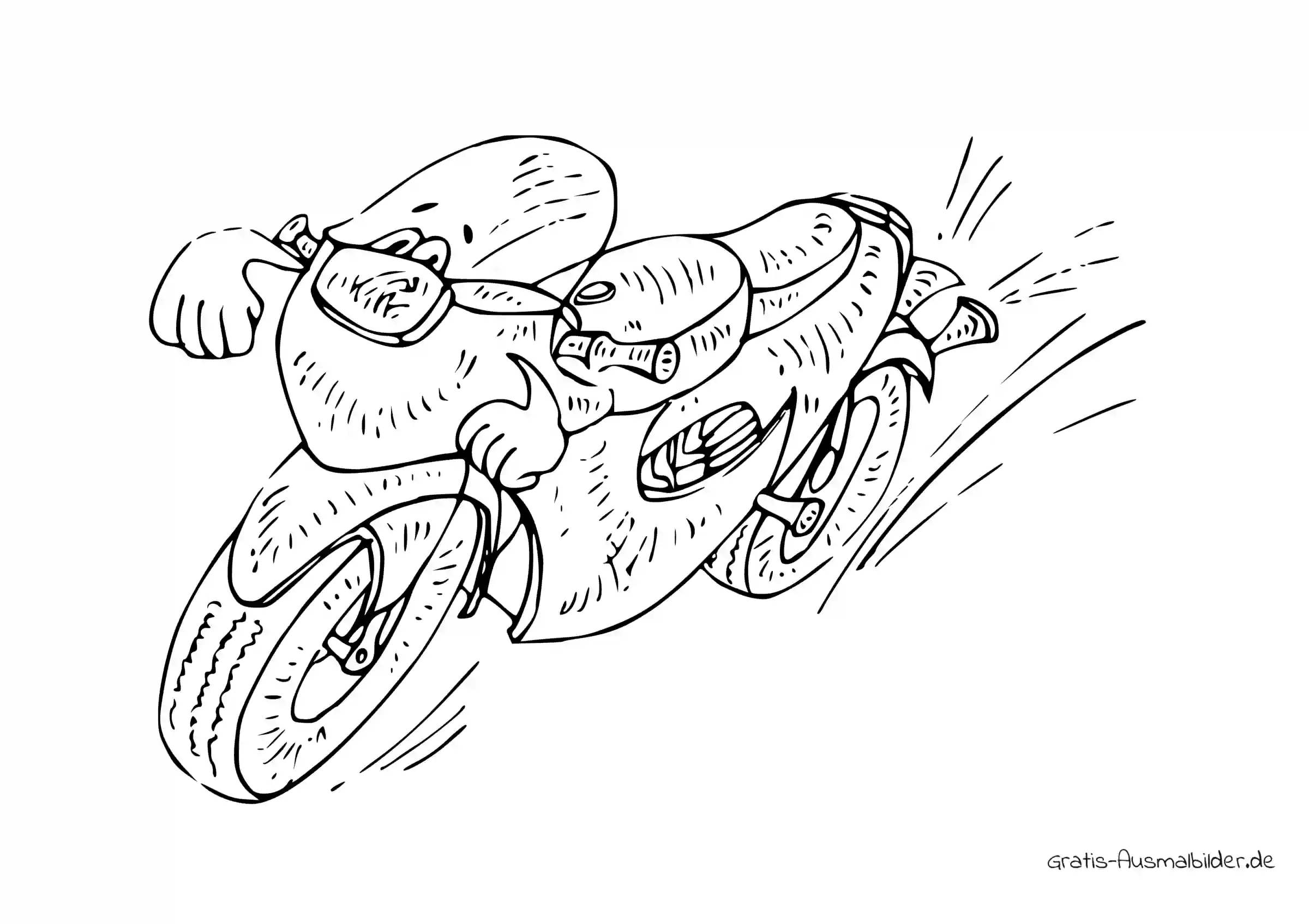 Ausmalbild Motorrad mit Gesicht - Kostenlose Malvorlagen bei Gratis ...