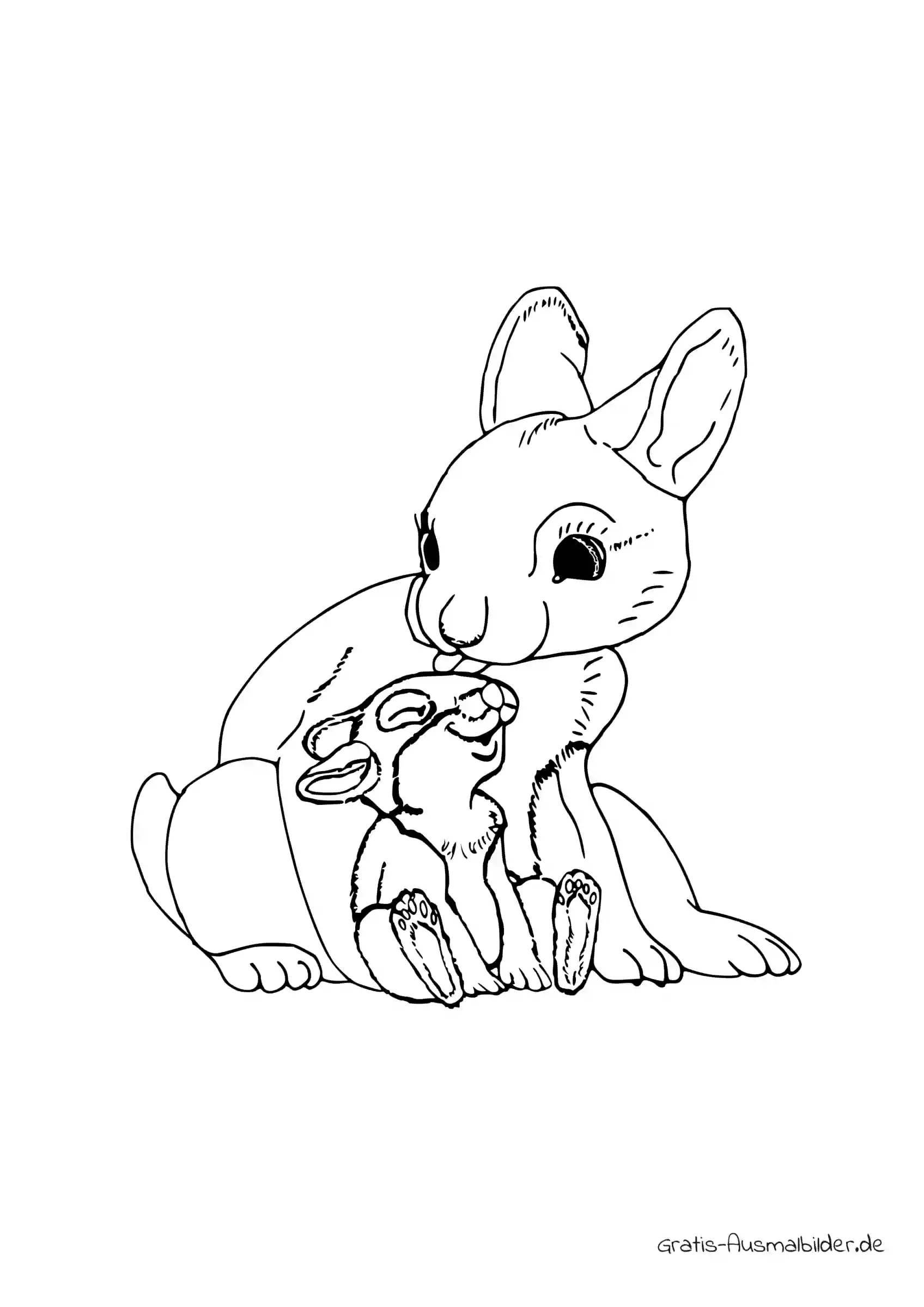 Ausmalbild Hase mit Baby - Kostenlose Malvorlagen bei Gratis ...